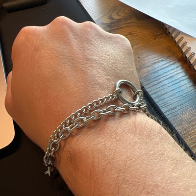 Stainless Steel Double Clasp O Ring Chain Necklace Grunge Alternative ...