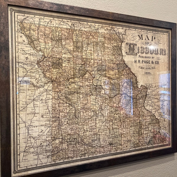 Missouri Map Poster Rustic Vintage Style Travel Map Map Decor Missouri ...