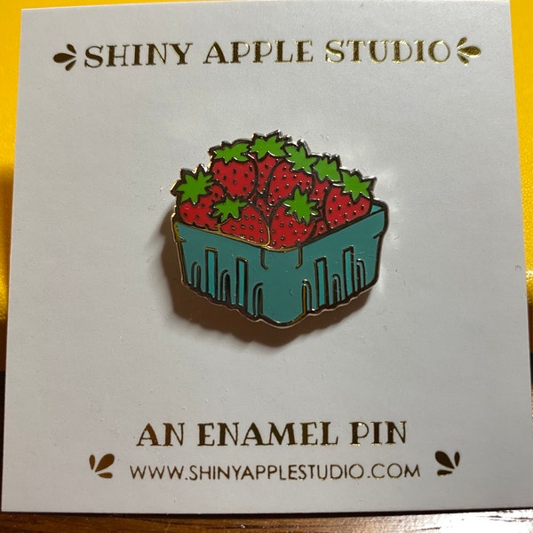 Strawberry Basket Enamel Pin - Fruit Lapel Pin // Hard Enamel Pin ...