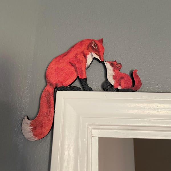 Fox Door Corner Wooden Decoration,wooden Fox Logo Door Top,wooden Fox ...