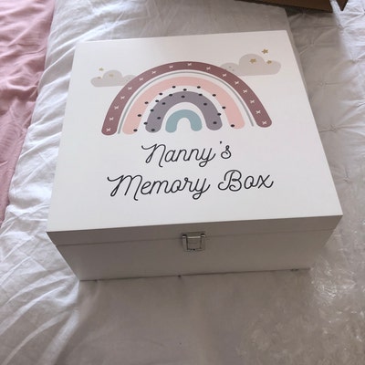 Personalised Pastel Rainbow Children's Wooden Memory Keepsake Box - Etsy UK