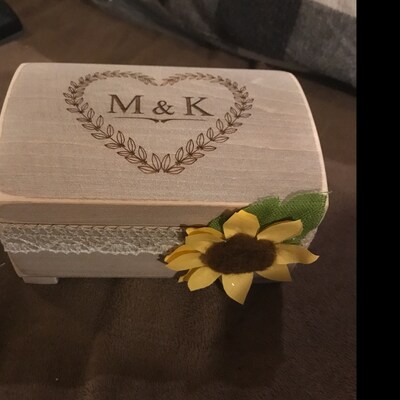 Sunflower Wedding Box Sunflower Ring Pillow Bearer Box Personalized ...