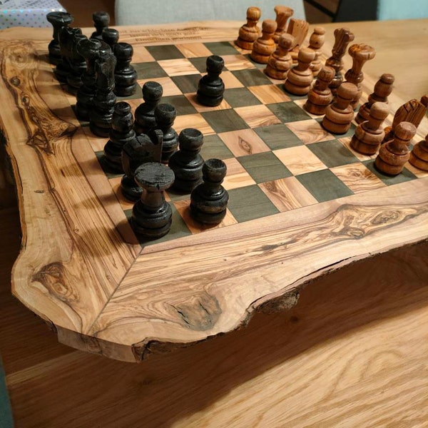 Olive Wood New Large Size Chess Board & Pieces, Handmade Wooden Chess ...