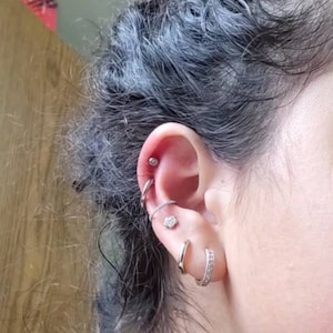 316L Cubic Crescent Piercing / Three Color Crescent Moon | Etsy