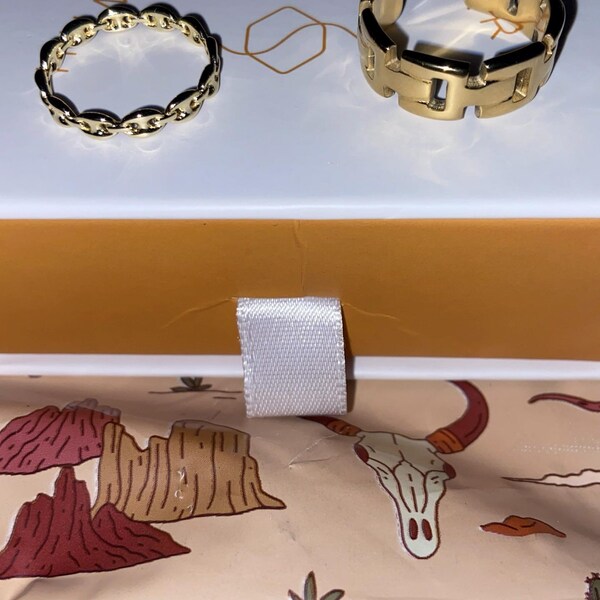 Sterling Silver / Gold Plated Mariner Chain Link Ring, Stackable Chain ...