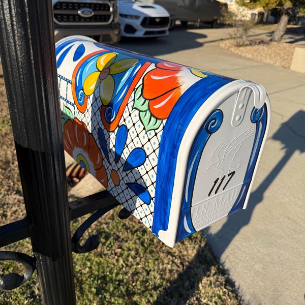 Large Handmade Mailbox, Custom Hand Painted, Colorful Talavera Mexican ...