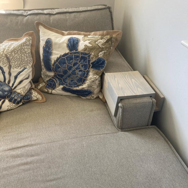 Functional Wood Armrest Table, Couch Arm Rest Table With Magazine Stand ...