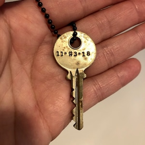 Authentic Vintage Key Necklace Custom Hand Stamped | Etsy