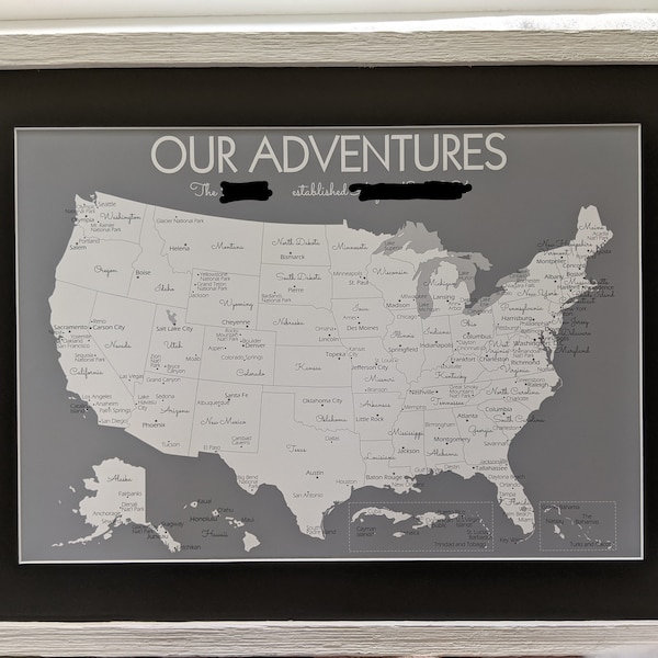 Personalized Traveler Gift Couples Map, Unframed Anniversary US Where ...