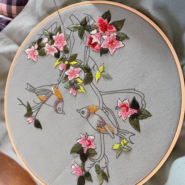 Beginner Chinese Style Hand Embroidery Kit, Flower and Birds Embroidery ...