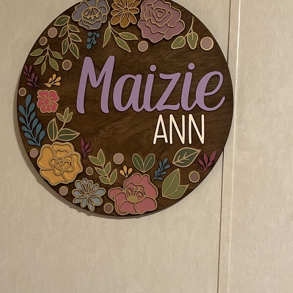 Custom Name Sign, Nursery Name Sign, Boho Nursery Sign, Floral Nursery ...