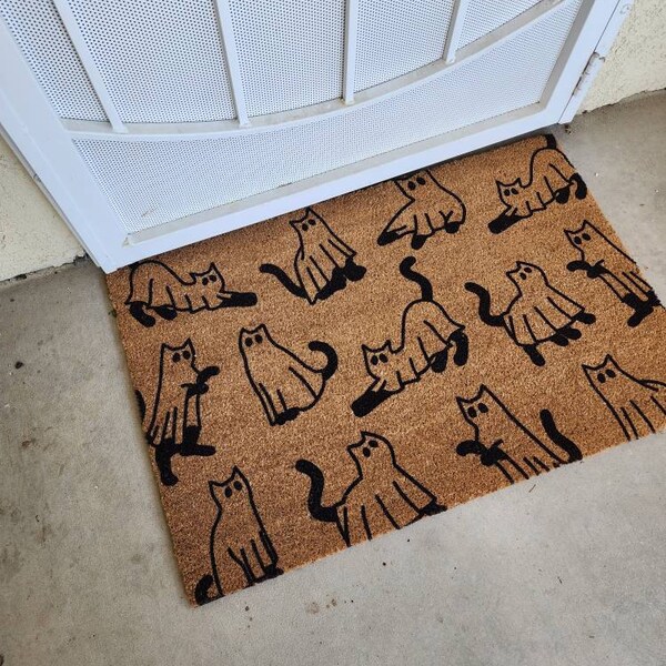 Cat Ghosts Halloween Doormat,cat Ghost Doormat,ghosts Doormat,cat ...