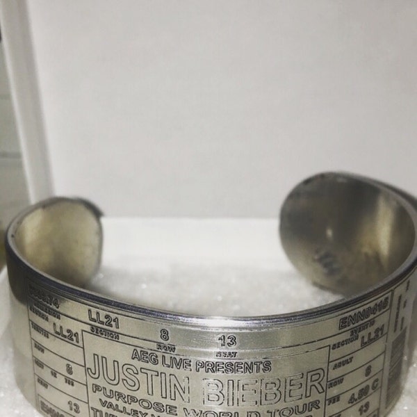 Concert Ticket Bracelet, Silver or Gold Stainless Steel Cuff Bracelet ...