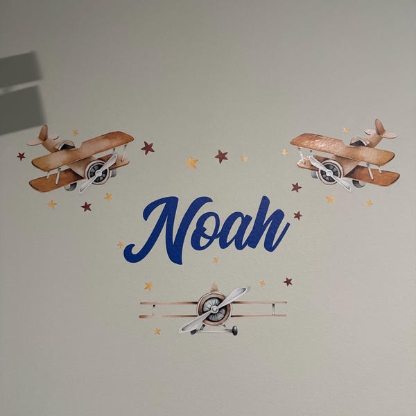 Customized Aircraft Name Wall Decal: Airplanes Nursery Decor, Stars ...