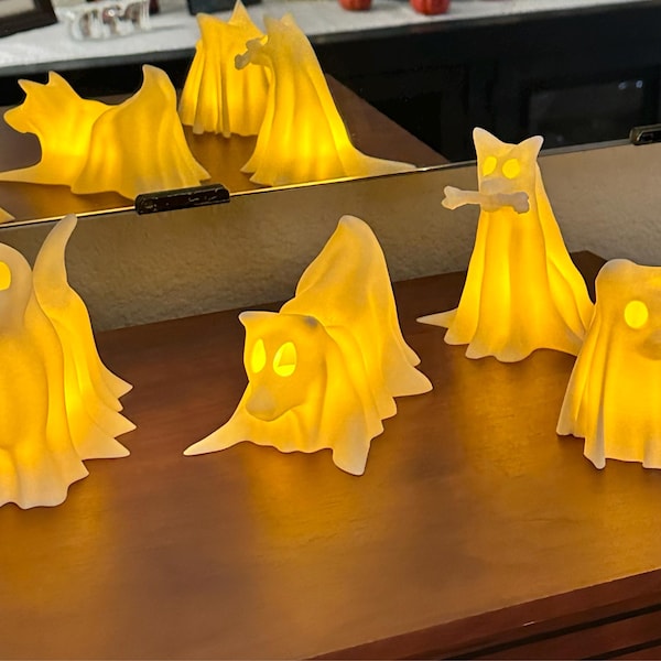 Ghost Dogs With LED Tea Lights - Halloween Home Decor - Gifts for Dog ...