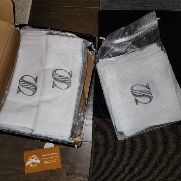 Monogrammed Linen Napkins, Monogram Napkin Set, Embroidered Napkin ...
