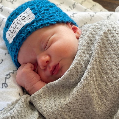 Monogrammed Newborn Baby Hat, Personalized Baby Boy Hat, Embroidered ...