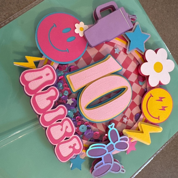 Pink Preppy Shaker Cake Topper, Smiley Face Birthday Party, Ten is a ...