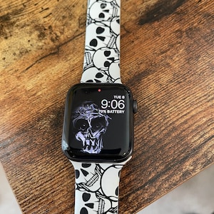 Skull Themed Engraved Silicone Watch Band - Etsy