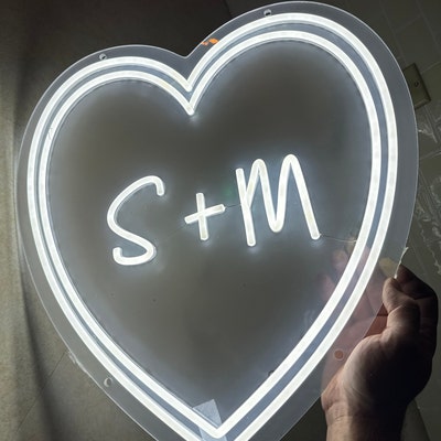 Minimalist Wedding Initials Neon Sign, Custom Wedding Initials Heart ...
