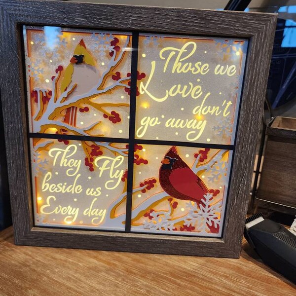 Cardinals Outside Window Shadow Box SVG / Memorial Shadow Box/ Cardinal ...