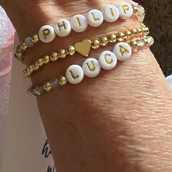 Personalized Word Bracelet, Kids Name Bracelet, Stacking Mama Bracelet ...