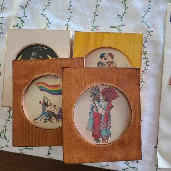 4x4 Pine Circle Opening Picture Frame in Vintage Finish COLOR of YOUR ...