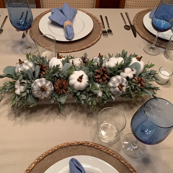 Fall Table Centerpiece: Rustic Farmhouse Buffalo Plaid Decor - Etsy