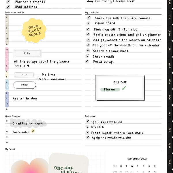 Undated Weekly Dashboard Digital Planner for Goodnotes, Portrait Mode ...