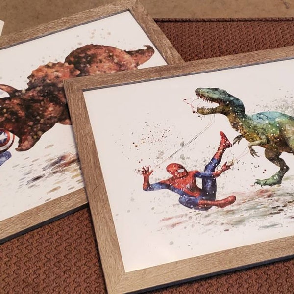 Spider-man Vs T. Rex Tyrannosaurus Poster or Canvas Picture Peter ...