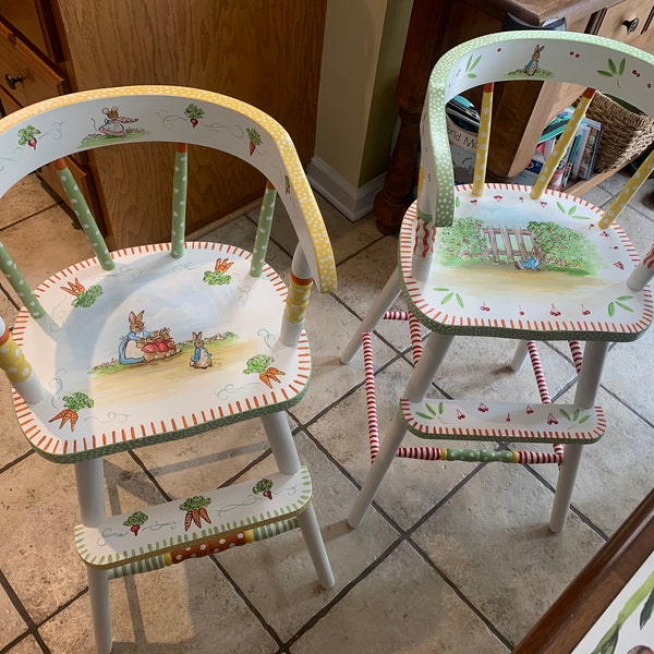 Storybook Youth Chair, Hand Painted Kids Furniture, Painted High Chairs ...