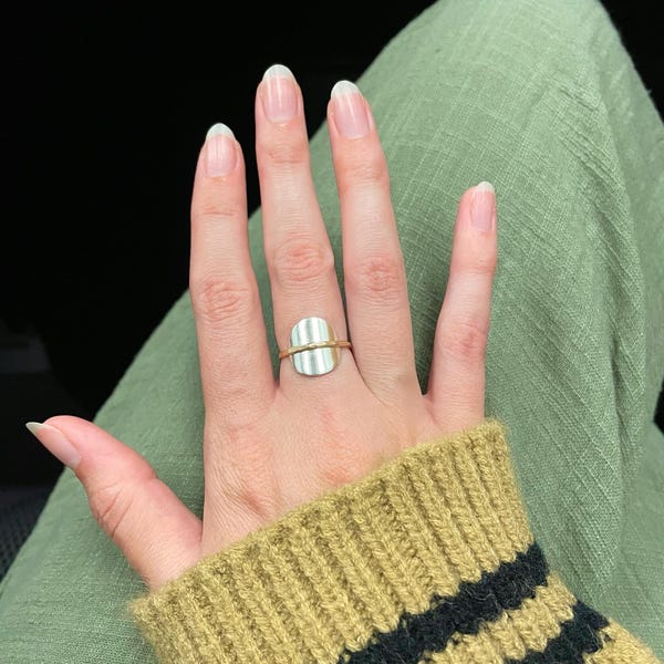 Saturn Silver and Gold Ring, Universe Ring, Circle Ring, Sterling ...