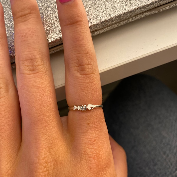 925 Silver Fish Bone Ring,fish Ring - Etsy
