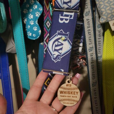 Custom Engraved Wood Dog Tag, Unique Wooden Dog Tag, Baseball Dog Tag ...