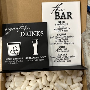 Signature Drinks Bar Sign With Icons Pictured Signature Drinks Bar Sign ...