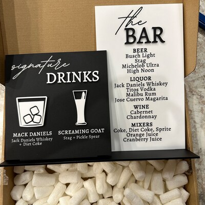 Signature Drinks Bar Sign With Icons Pictured Signature Drinks Bar Sign ...
