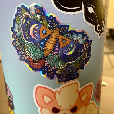 Holographic Moth Sticker Witchy Sticker Moth - Etsy