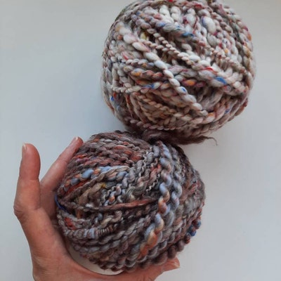 Spiral Hand Spun Art Yarn, Pink Merino Wool Yarn for Knitting and ...