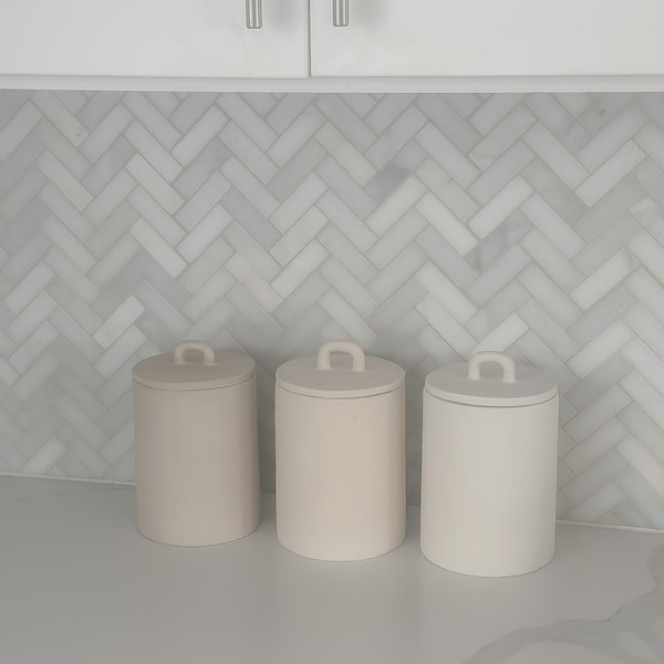 Stoneware Canister Customizable Canister Food Crock Open Shelf Storage ...