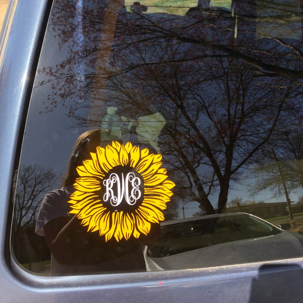 SUNFLOWER Monogram//monogram Decal//sunflower Decal//sunflower ...
