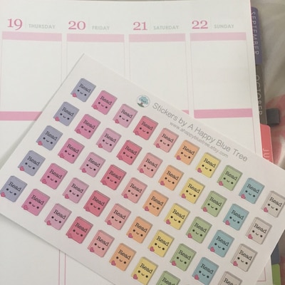 Happy Book Read Tracker Reminder Cute Kawaii Planner Stickers - Etsy