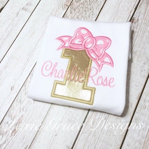 Bow Number 1 One First Birthday Applique Digital Machine Embroidery ...