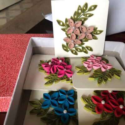 Set of 10 Quilling Note Card Set, Quilled Blank Cards for Writing ...