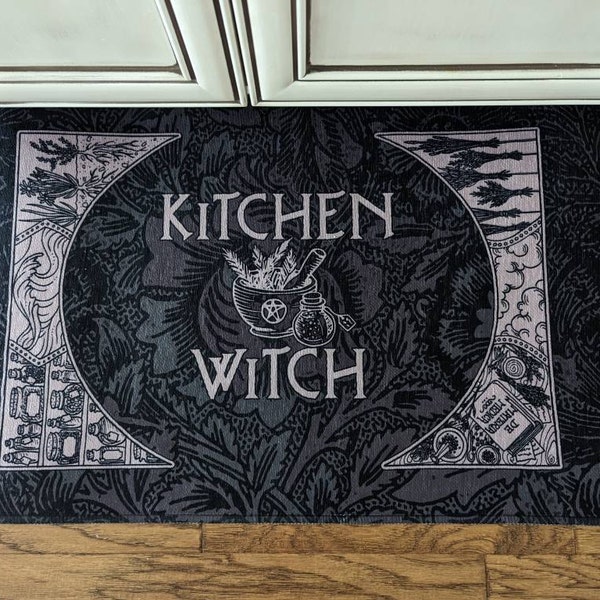 Kitchen Witch Rug, Witchy Non-slip Heavy Duty Floor Mat, Gothic Herbal ...