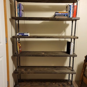 Steampunk Book Shelf, Industrial Bookcase, Wooden Book Case, Wooden ...