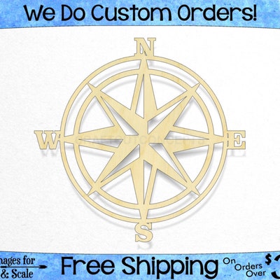 Compass Rose Star Laser Cut Unfinished Wood Cutout Craft Shapes - Etsy