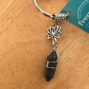 Crystal Key Chain/ Lotus Charm Keychain/ Lotus Flower Crystal Keyring ...