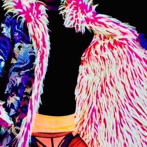 Neon Pink Monster Trippy Funky Fuzzy Rave Festival Fur Disco Burning ...