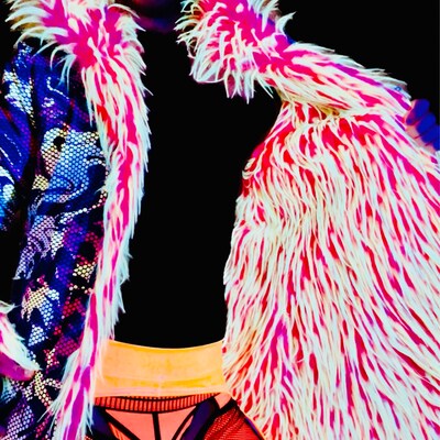 Neon Pink Monster Trippy Funky Fuzzy Rave Festival Fur Disco Burning ...