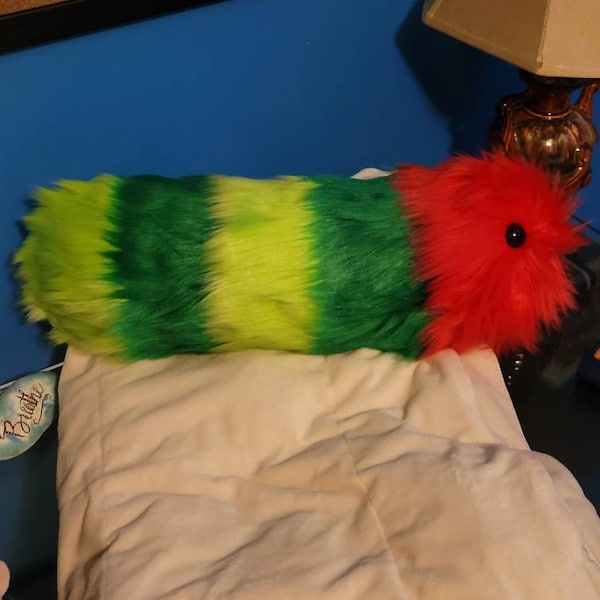 Cute Pink Fluffy Plush Toy Caterpillar Suzie the Pink Striped Snuggle ...